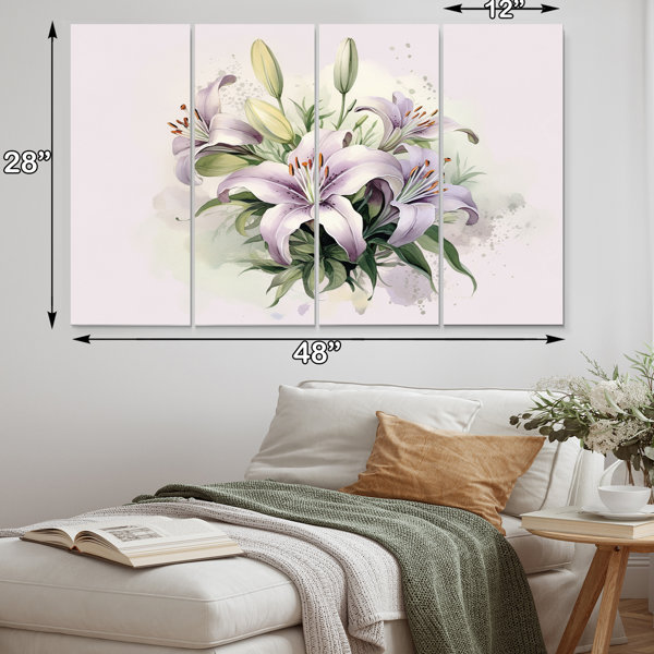 Design Art 4 Purple Green Lily Serenade Wall Decor Set Metal | Wayfair